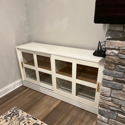 Promontory Sliding Glass Tv Stand For Tvs Up To 72" Black - Threshold ...