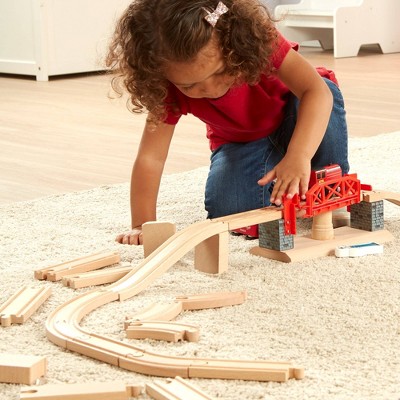 Melissa & Doug Swivel Bridge Wooden Train Set (47pc) : Target