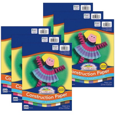 Heavyweight Construction Paper Pad, 8 Assorted Colors, 9" X 12", 48 ...