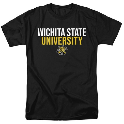 Wichita State University Official Stacked Adult T-shirt, Black, Small ...
