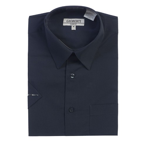 Gioberti Men's Short Sleeve Solid Dress Shirt, Navy, S : Target