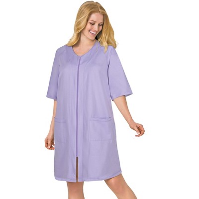 Dreams & Co. Women's Plus Size Short French Terry Zip-front Robe - 3x ...