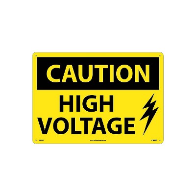 National Marker Caution Signs; High Voltage Graphic 14x20 Rigid Plastic ...