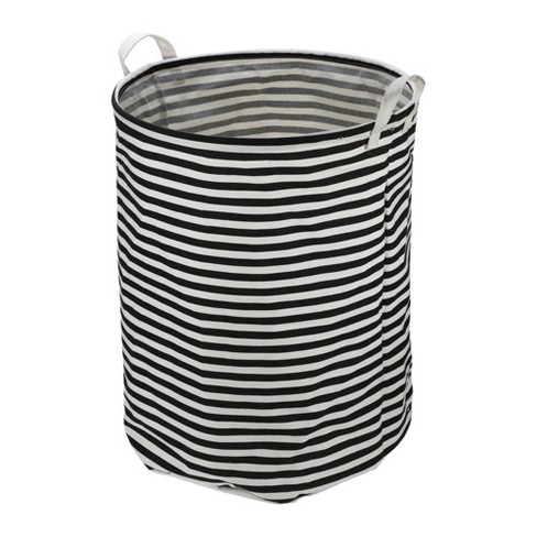 Unique Bargains 3661 Cubic-in Foldable Cylindrical Laundry Basket Black ...