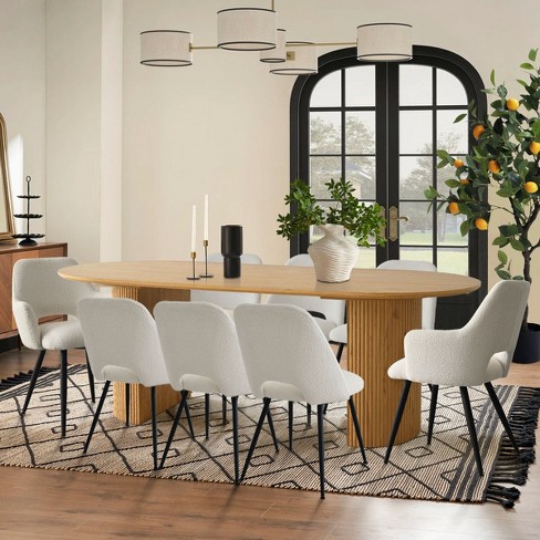Dwen+edwin 9-piece Dining Table Set, Manufactured Grain Oval Oak Table ...