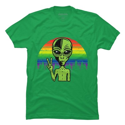 Design By Humans Alien Peace Pride Retro Stripes By Tomoken T-shirt ...