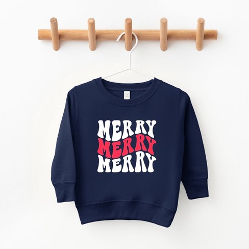 The Juniper Shop Merry Stacked Wavy Glitter Toddler Graphic Sweatshirt ...