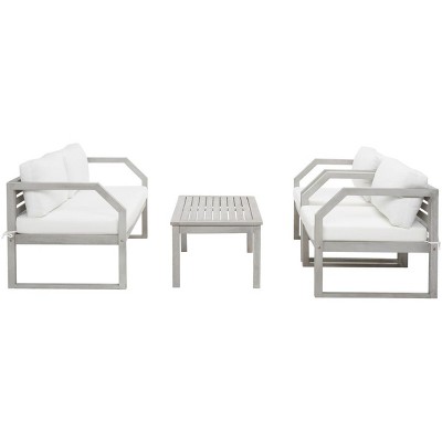 Dren 4 Piece Patio Outdoor Living Set - Grey / Beige - Safavieh : Target