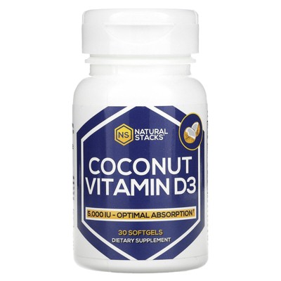 Natural Stacks Coconut Vitamin D3, 5,000 Iu, 30 Softgels : Target