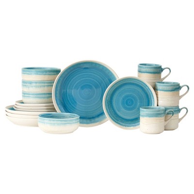 Baum Bros. 16pc Stoneware Splashed Dinnerware Ser Gray : Target