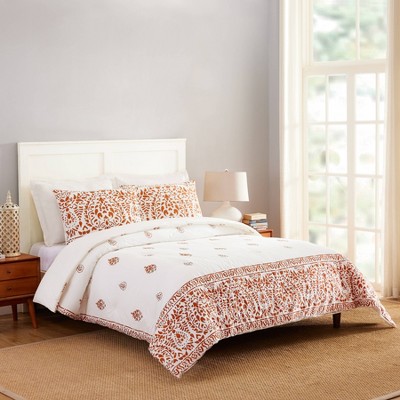 Save 20% • 3pc Paloma Comforter Set Orange/White - Laurel & Mayfair