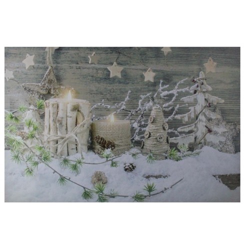 Northlight Country Rustic Winter Christmas Led Lighted Canvas Wall Art ...