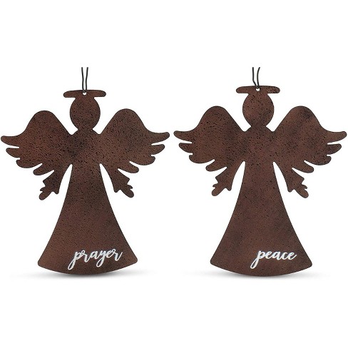 Auldhome Design Rustic Angel Christmas Ornaments (set Of 2, Rust Color ...