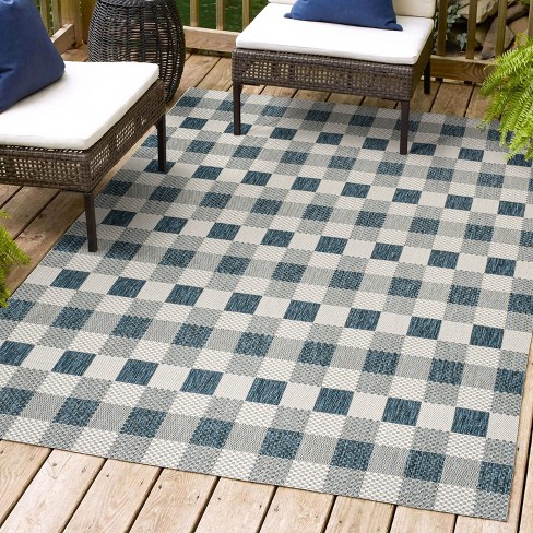 Darcy Traditional Geometric Bold Gingham Navy/cream 3 Ft. X 5 Ft ...