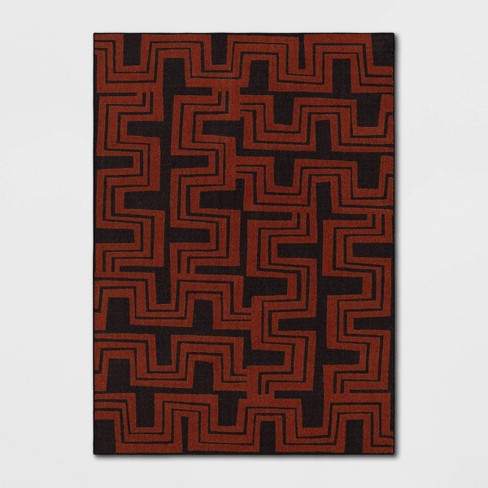 Geometric Area Rug Orange/black - Threshold™ : Target