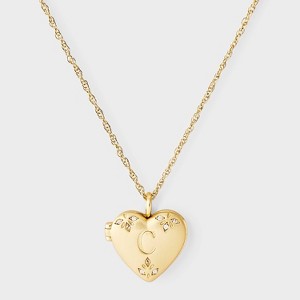 Brass Letter "C" Heart Locket with Initial Pendant Necklace - A New Day ...