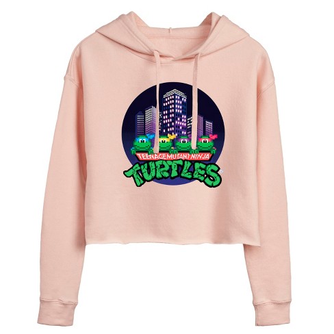 Women's - Teenage Mutant Ninja Turtles - City Scape With Turtles Cropped Graphic Hoodie : Target
