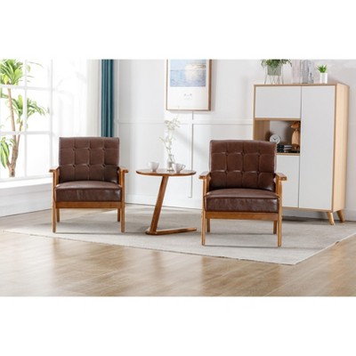 Nicbex Accent Chair Set Of 2 With Side Table Mid Century Modern Lounge ...