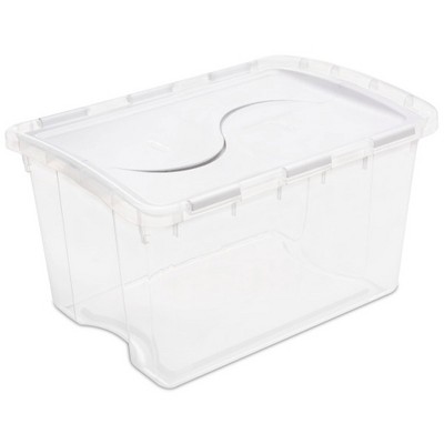 Sterilite Clear Hinged Lid Storage Tote Box Container With Attached ...