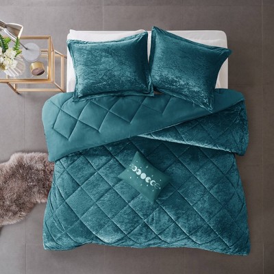 3pc Twin/twin Xl Alyssa Velvet Comforter Set - Teal : Target