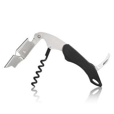 True Sommelier Waiter’s Corkscrew, Black Stainless Steel Spring Loaded ...