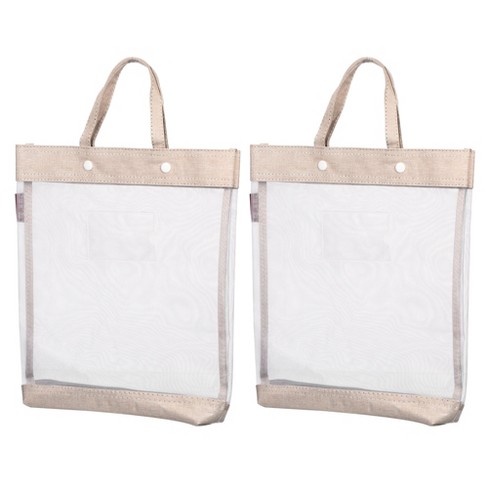 Unique Bargains Office Business Nylon Mesh Transparent Files Handbag ...
