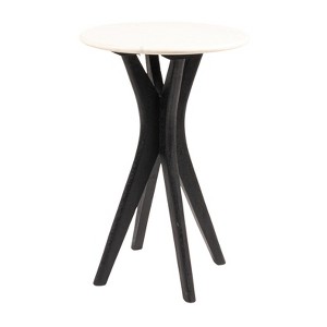 Storied Home Round Mango Wood and Marble Martini Accent Table, Black ...