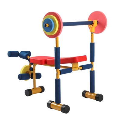 HolaHatha Kids Weight Bench Set with 35" Bench & Adjustable Headrest ...