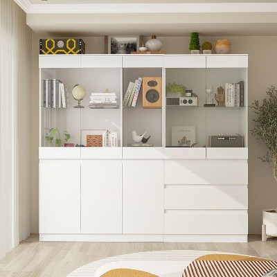 Famapy Black 78.7"w Large Combo Storage Cabinet Spacious Pantry With ...