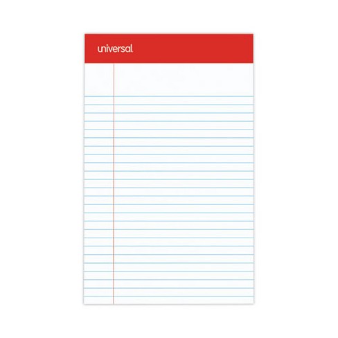 Universal Perforated Ruled Writing Pads, Narrow Rule, Red Headband, 50 ...