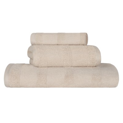 Ribbed Cotton Absorbent Heavyweight Hand Towel And Bath Sheet Set, Java ...