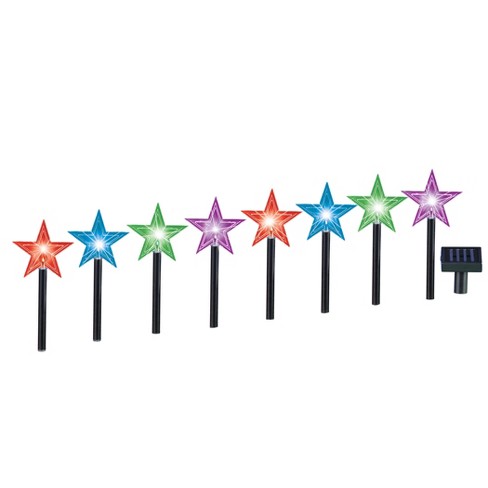 Collections Etc Solar Powered Color-changing Star Path Lights - Set Of ...