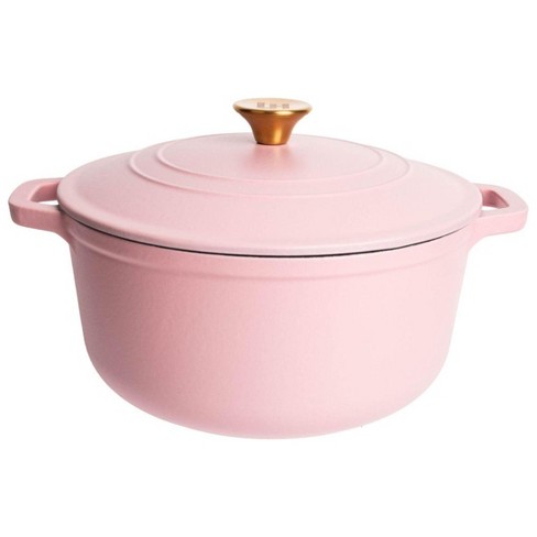 Lexi Home Enameled 6 Qt. Cast Iron Dutch Oven - Pink Matte : Target