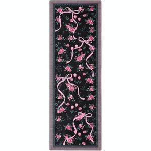 Floral Bow Rugs , Rug for Living Room with Soft Low Pile, Blue Washable ...