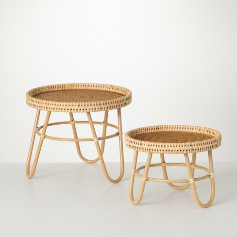 12.5"h Sullivans Bamboo Boho Designer Riser Set Of 2, Natural : Target