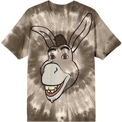 Shrek Donkey Big Face Adult Gray Spiral Tie-dye Crew Neck Short Sleeve ...