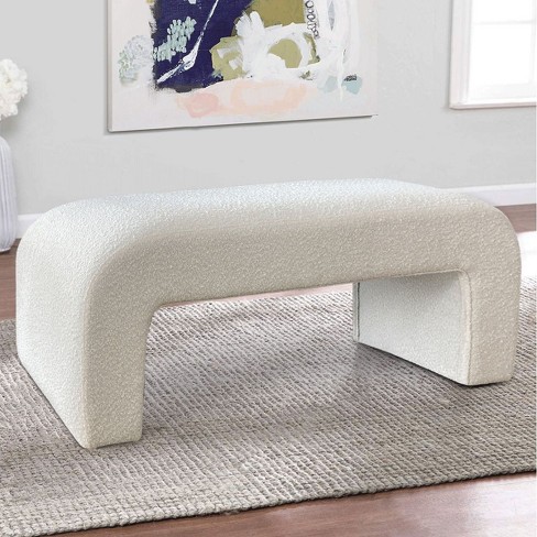 47"modern Living Room Bench,beige Boucle Waterfall Bench,end Of Bed ...