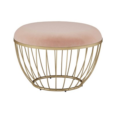 Ervyn Gold Finish Velvet Button Tufted Coffee Ottoman Beige - Inspire Q ...