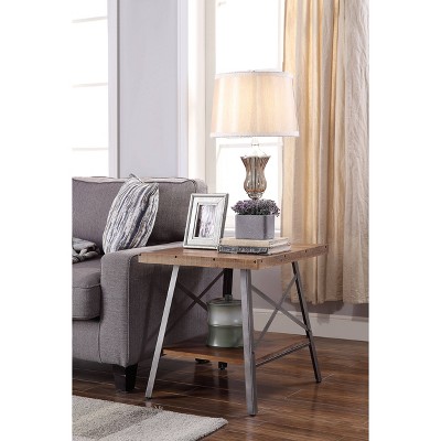 28" Jacotte Accent Table Natural And Black - Acme Furniture: Pine Wood ...