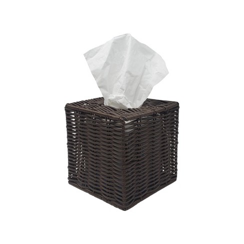 Kovot Wicker Tissue Box Cover Square - Dark Brown - Fits Standard Size ...