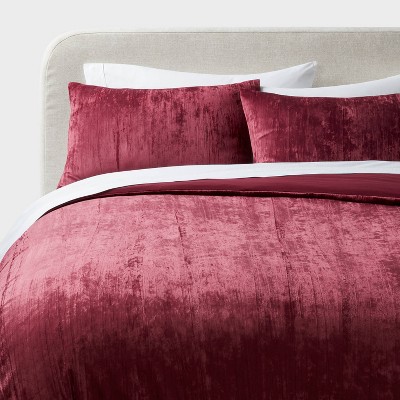 3pc King Luxe Distressed Crinkle Velvet Comforter And Sham Set Berry ...