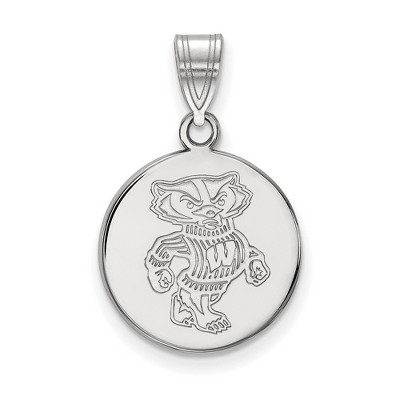 Black Bow Jewelry Sterling Silver Wisconsin Badgers Ncaa Medium Pendant ...