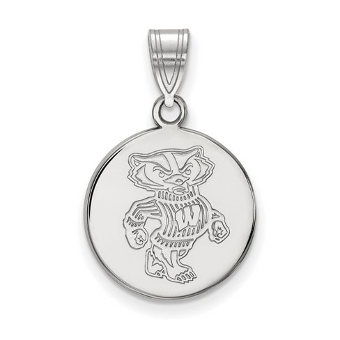 Black Bow Jewelry Sterling Silver Wisconsin Badgers Ncaa Medium Pendant ...