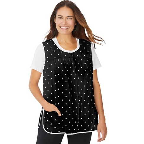 Only Necessities Women's Plus Size Snap-front Apron - 18/20, Black Dot ...