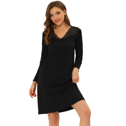 Cheibear Womens Sleepwear Pajama Dress Nightshirt Lace Trim Nightwear ...