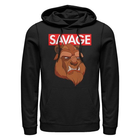 Men's Beauty And The Beast Savage Beast Pull Over Hoodie : Target