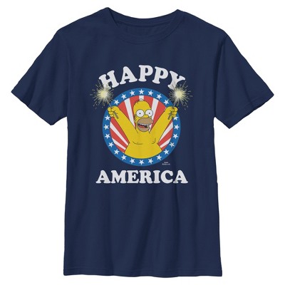 The Simpsons Boys July 4th Happy and Festive Homer Short Sleeve T-Shirt ...