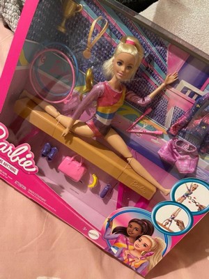 Barbie Gymnastics Playset With Blonde Fashion Doll, Balance Beam, 10 ...