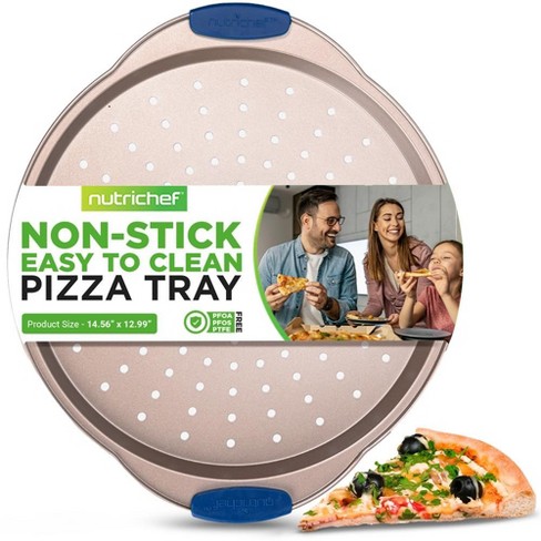 Nutrichef Non-stick Pizza Pan - Deluxe Nonstick Gold Coating Inside ...