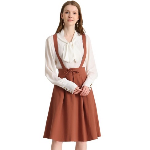 Allegra K Women's High Waist Overall Corset Skater Suspender Dresses ...